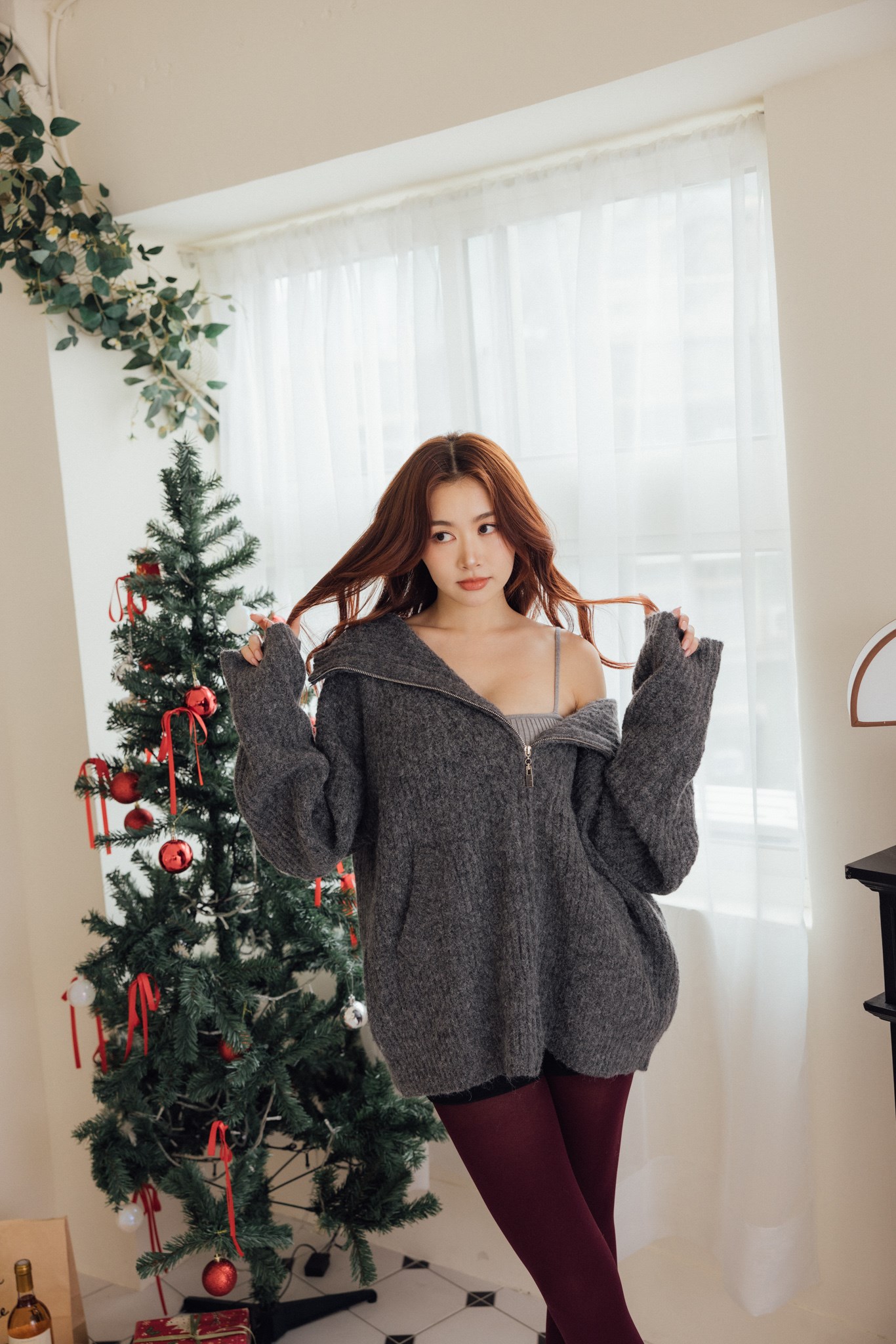 慵懶翻領雙開拉鍊針織外套 ｜ WearToEat