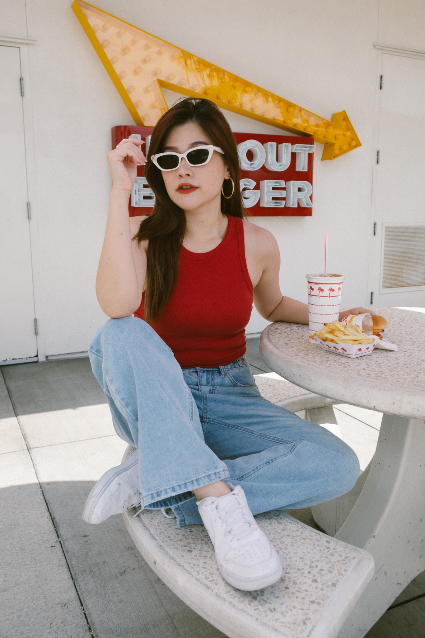 調節腰激瘦牛仔長褲(素面) ｜ WearToEat